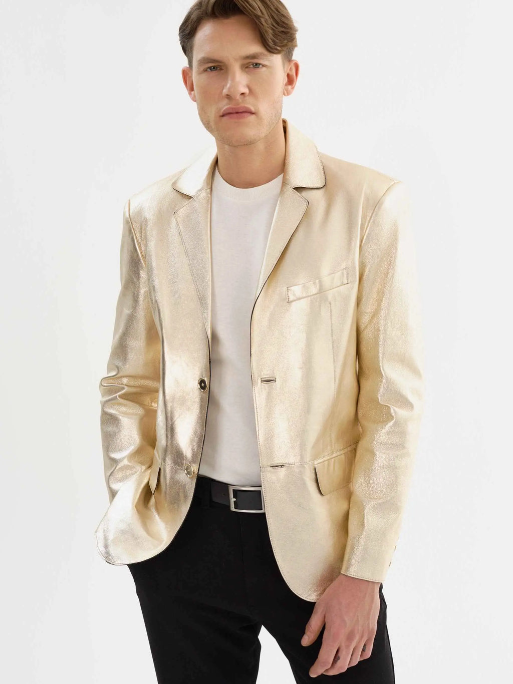 Joshua Gold Leather Jacket - Lansky Bros. | Regency