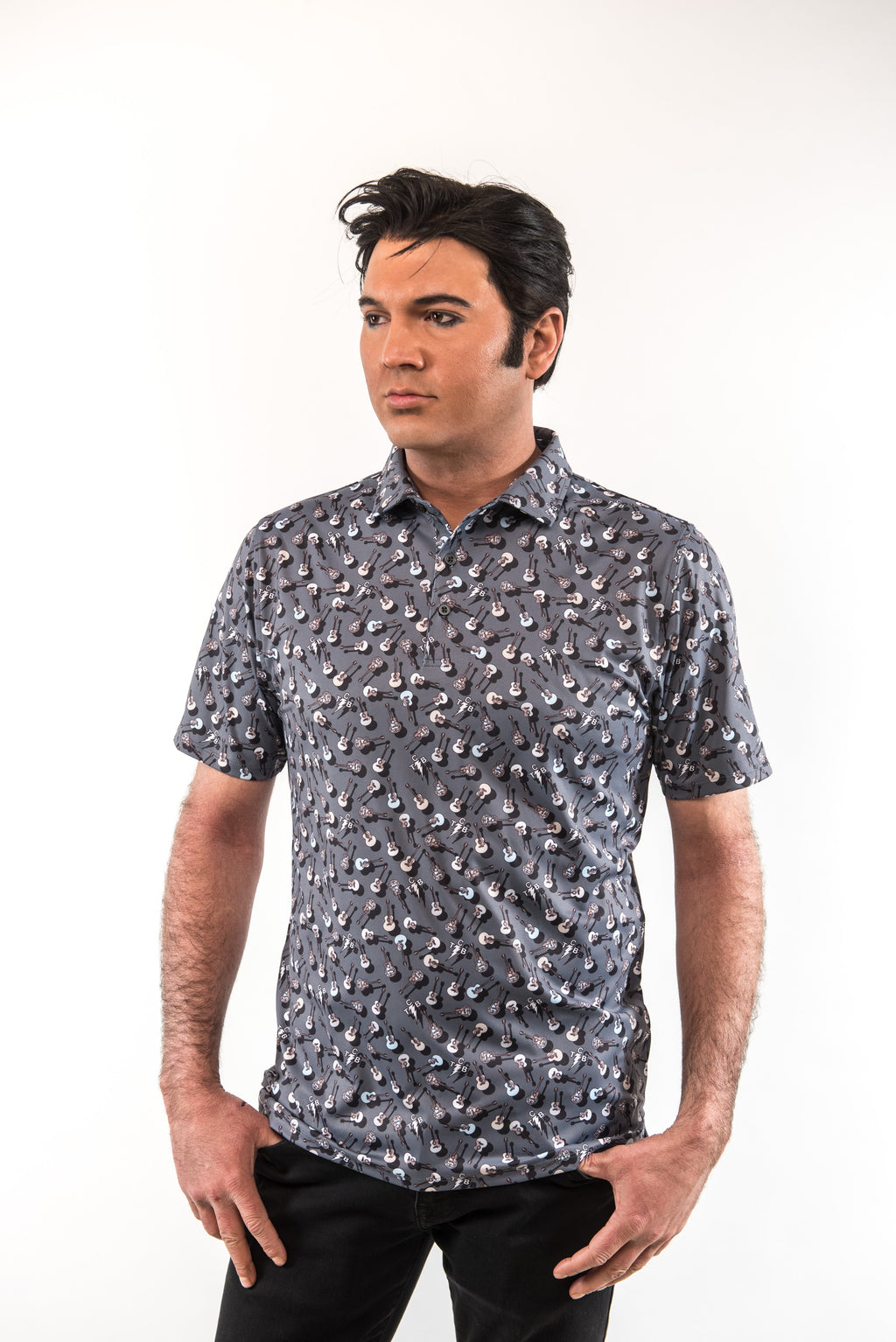 TCB & Guitars Polo - Grey - Lansky Bros. | Clothier to The King